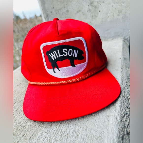 Vintage | Accessories | Vintage Snapback Hat Mens Red Wilsons Butcher ...